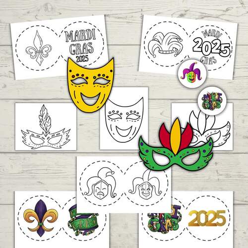 Mardi Gras Crafts - Mardi Gras Shaker - Carnival Parade Mask by PrimaryPals