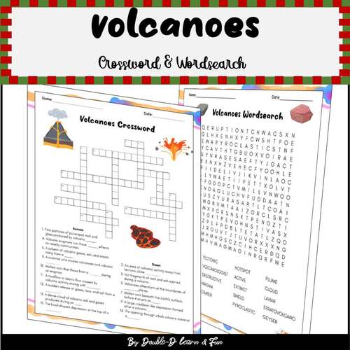 Volcanoes Crossword & Wordsearch 3-5 Science Activities MorningWork