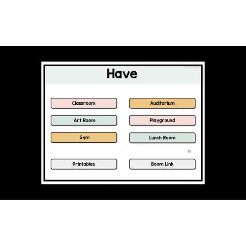 AAC Core Vocabulary: I Have at school PDF, Boom, and Printable | TPT