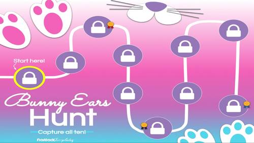 Google Slides PowerPoint Editable Digital HUNT Game Template | Bunny Ears