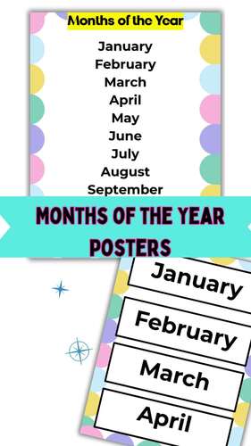 Bright and Fun Months Of The Year Posters For Learning & Calendar Decor