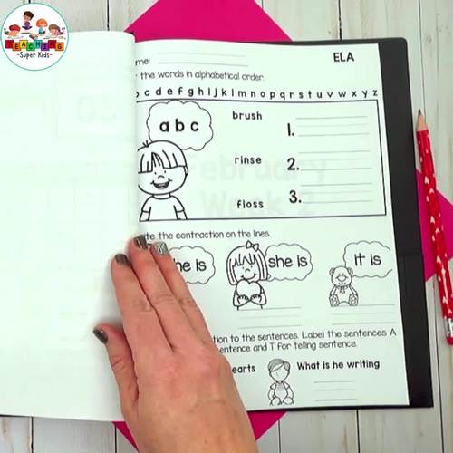 February Printable Learning Packet for 1st Grade by Teaching Superkids