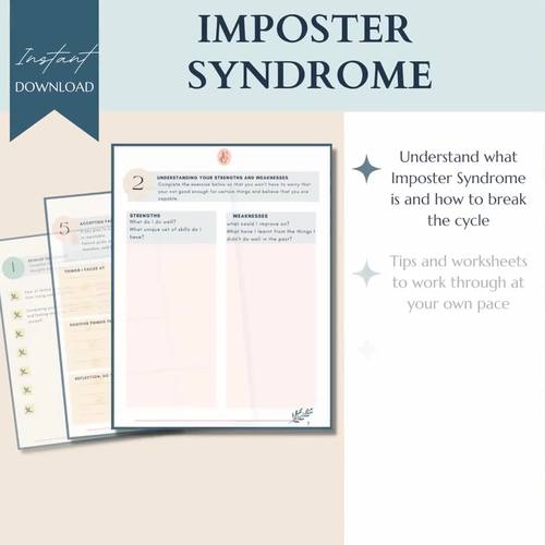 Imposter syndrome worksheets, self identity, self esteem, confidence ...