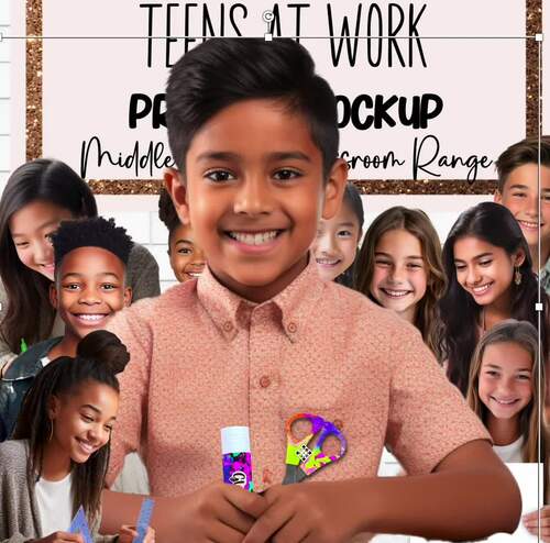 Teens at work Middle School mockup MOVEABLE Mock-up png by Teach Elite