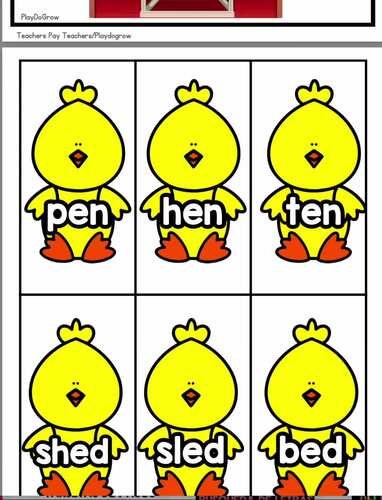 Spring Word Families Chicks and Barns | Kindergarten&Elementary Activity