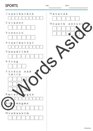 Word Puzzle Games Copy Crossword Word Search Anagram SPORTS by Words Aside