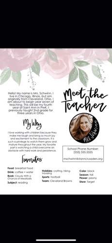 Floral themed Meet The Teacher Templates *editable* by MSchwinn Design