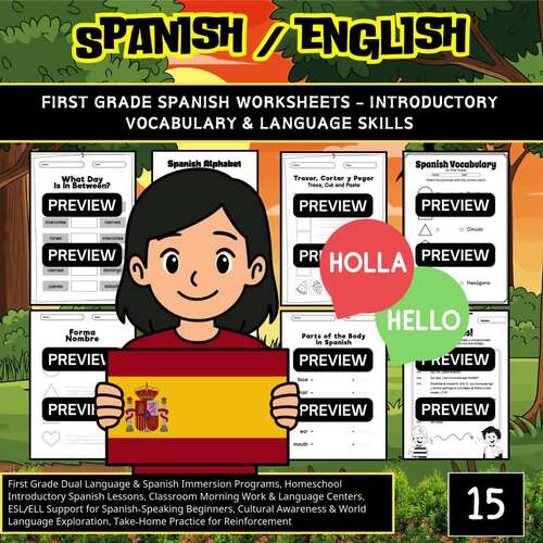 First Grade Spanish Worksheets - Introductory Vocabulary & Language Skills