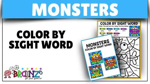 Halloween Monsters Coloring Pages | Color by Sight Word by BRAINZe