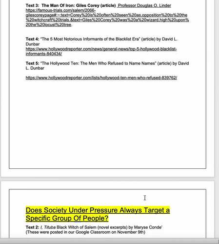 Argument Essay The Crucible by EngagingEnglishLessons1 | TPT