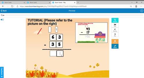 Multi Digit Subtraction Boom Cards Fall Thanksgiving Theme by Language ...