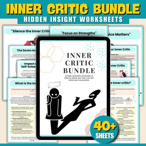 Inner Critic Sheets, Therapist Worksheet, Inner Critic Journaling, Psychology