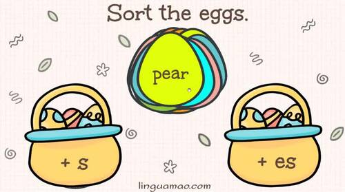 Plural Endings +s or +es. Interactive sorting game. Easter by Linguamao ESL