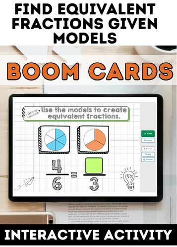 Equivalent Fractions with Area Models | Boom Cards™ | Visual Fraction ...