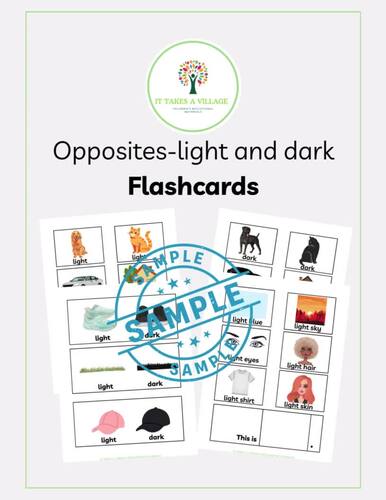 Opposites-Light and dark Flashcards- Select and label (ABLLS-R C24 + G13)