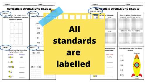 5th Grade Place Value, Decimals, & Four Operations Worksheets l Daily Work