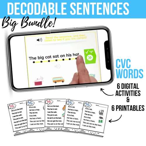 Decodable Sentences HUGE BUNDLE - Printables & Boom™ Digital Activities