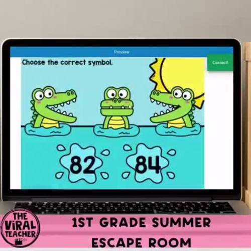 1st Grade Math and ELA Summer Escape Room Boom Cards™ by The Viral Teacher