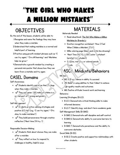 Growth Mindset Lesson | The Girl Who Makes A Million Mistakes | K–2 SEL ...