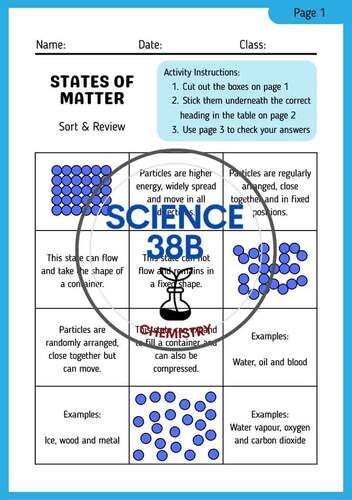 States And Changing States Of Matter Activity (With Answer) | TPT