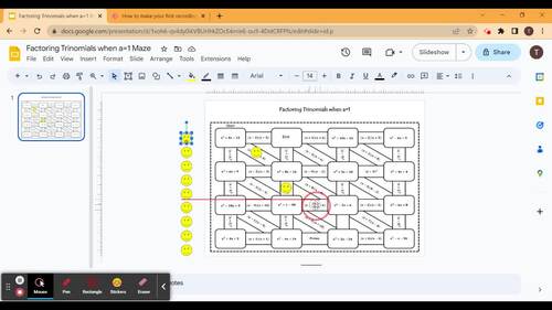 Factoring Polynomials When a is Not Equal to 1 Maze Algebra Worksheet