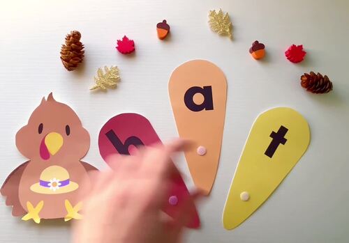 Thanksgiving Spelling Turkeys | Hands-On Fall Literacy Center with CVC ...