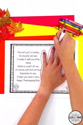 Turkey Handprint for Thanksgiving - Landscape Poem Card Craft | TPT