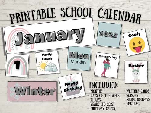 Printable Wall Calendar for Kids | Homeschool Preschool Calendar
