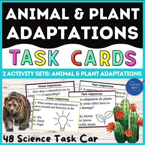 Animals and Plants Adaptations Task Cards Science Activities Stations Games