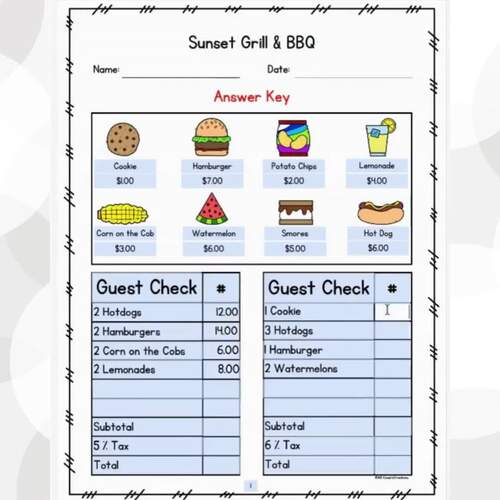 Editable Sales Tax, Tip & Discount Worksheets: Real-World Percent Math ...