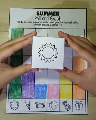 Summer Math Roll and Color Graph Graphing Activities Dice Template ...
