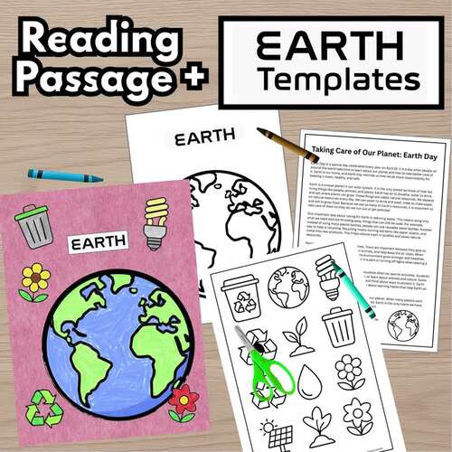 Earth Day Craft and Reading Passage Planet Earth Template Coloring Page ...