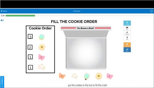 Spring Life Skills Math Counting and Inventory Cookie Order Boom Cards™