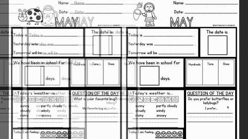 May Morning Work (Daily Calendar/Weather) PreK Kindergarten First TK UTK