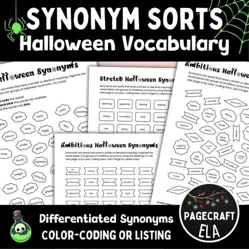 Halloween Synonym Differentiated Activities for Spooky Adjectives | Pre ...