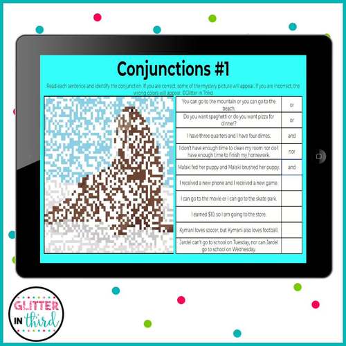 Pixel Art Grammar Practice Activities Digital by Glitter in Third