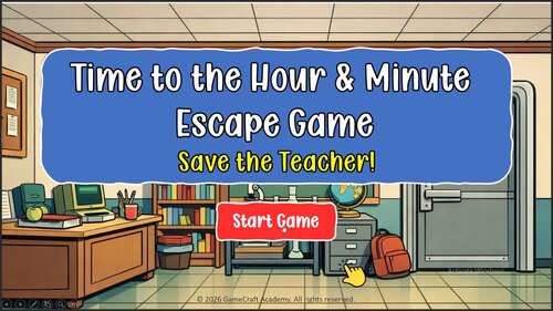 Telling Time Escape Room Game | Hour & Minute Math Activity | Grades 2–3