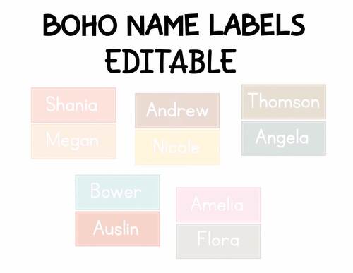 Printable Boho Neutral Student Name Plates, Minimalist Name Cards, Boho ...
