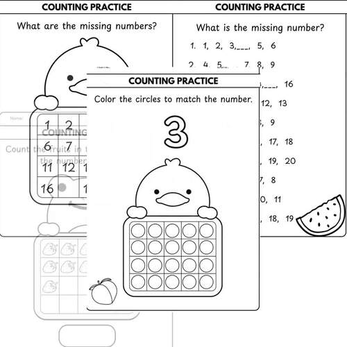 Fruit Counting Math Worksheets up to 20 | Comprehensive Number Sense ...