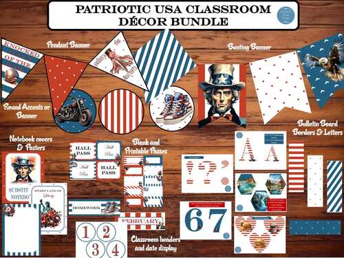 Patriotic Stars and Stripes Classroom Decor by DeMolls Divine Designs