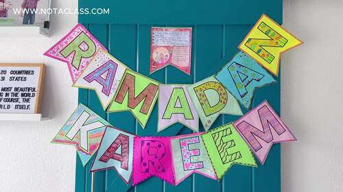 Ramadan Mubarak Bulletin Board Banner Craft, Coloring & Reflection Activity