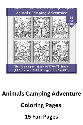 Animals Camping Adventure | Printable Coloring Sheets for Kids | Grades K-5