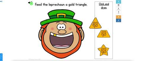 Feed the Leprechaun 2D Shapes | St Patrick's Day Math Boom Cards