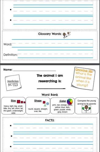 Animal Research Note Taking with Visuals by They Call Me Queen B