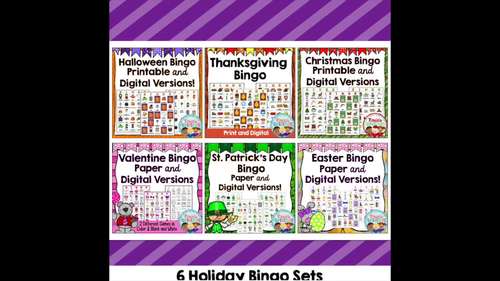 Holiday Bingo Bundle with Printable and Digital Versions by Rosie's ...