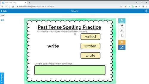 Past Tense Verbs Spelling Practice BOOM Cards by Love 2 Learn English