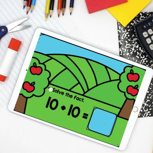 Adding Doubles Facts Boom Cards | Fall Themed Digital Task Cards