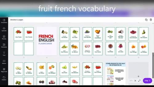 Fruit FRENCH flashcards Les Fruits by Language Forum | TPT