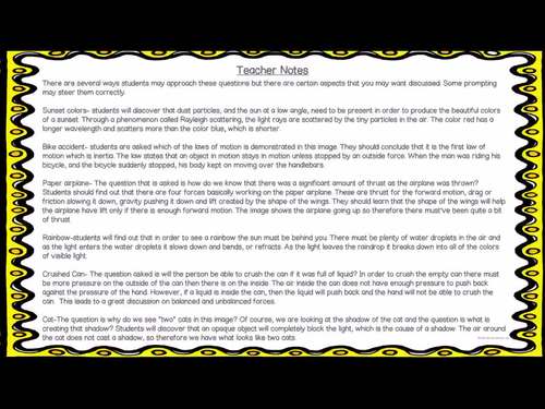 10 CER PHYSICAL SCIENCE Image Prompt Activity Bell Ringers Graphic ...