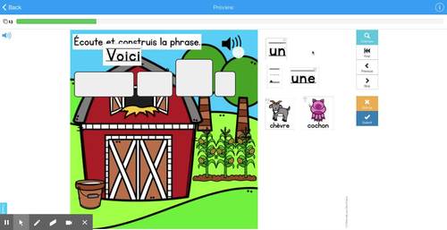 Distance Learning - Farm Predictable Sentences French BOOM Cards (la ferme)